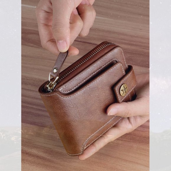 Bags | New Men Button Decor Zipper Around Small Wallet 23 | Poshmark